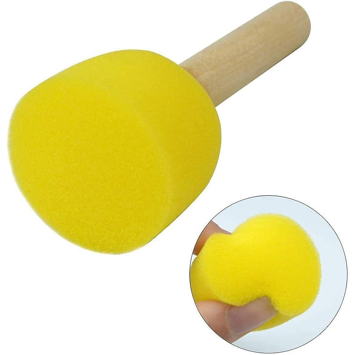 WAFJAMF 30 Pcs Assorted Size Round Sponges Brush Set 4 Sizes DIY Painting Tools- Yellow