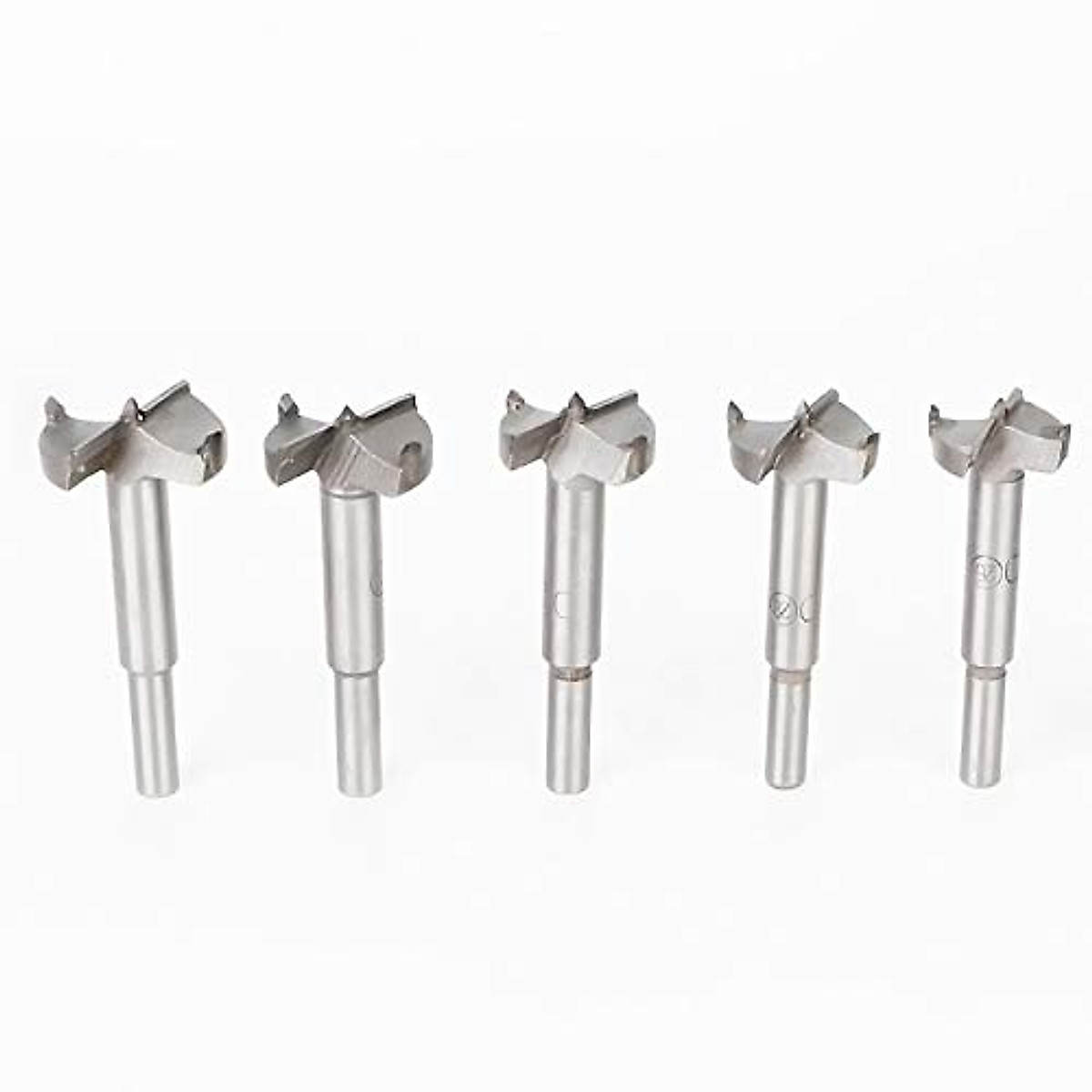 Meichoon Forstner Drill Bits 15-35mm 5 Pcs, Carbide Forstner Bits High Speed Steel Flat Wing Drilling Hole Hinge Cemented Carbide Drilling Sets with Round Shank Counterbore