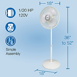 Air King 9126 16-Inch Adjustable Oscillating Pedestal Fan