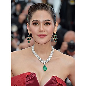 LILIE&WHITE Gold Statement Earrings For Women Emerald Crystal Dangle Earrings Fashion Drop Earrings Chandelier Earrings Gold Jewelry For Women Green Earrings