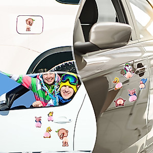 14 Pieces 3D Cartoon Car Sticker Decorative Mute Cute Car or Household Appliance Silicone Anti-Collision Strip Sticker for Rearview Mirror Car Door Frame Window