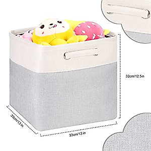 Fabric Cube Storage Boxes Foldable Storage Bins Earth-Green and Beige Patchwork Storage Baskets Cube Storage Bins with Handle Cubes Inserts Storage for Home and Office Supplies 13x13x13 cube organizer bin 3 Pcs/Pack