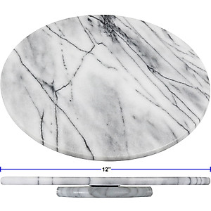 Greenco White Marble Lazy Susan Round Turntable, Handcrafted, 12”.