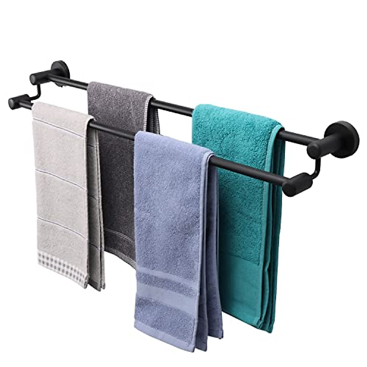 TocTen Double Bath Towel Bar - Thicken SUS304 Stainless Steel Towel Rack for Bathroom, Bathroom Accessories Double Towel Rod Heavy Duty Wall Mounted Towel Holder (Black, 30IN)