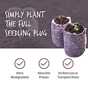 Pure Coconut Coir Netted Seed Starting Pellets - 42mm - Pack of 50 - Sustainable, Renewable, Unamended - Superior to Peat Plugs - High Water Holding - Minimize Root Loss & Transplant Shock