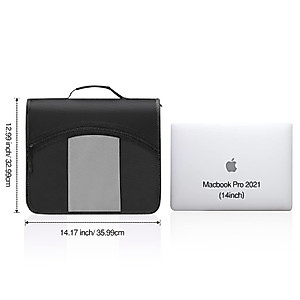 MoKo Zipper Binder, 3 inch 3 Ring Binder with Zipper, 600 Sheet Capacity Multi-Pocket School Binder Organizer, Handle and Shoulder Strap Included, Black & Gray