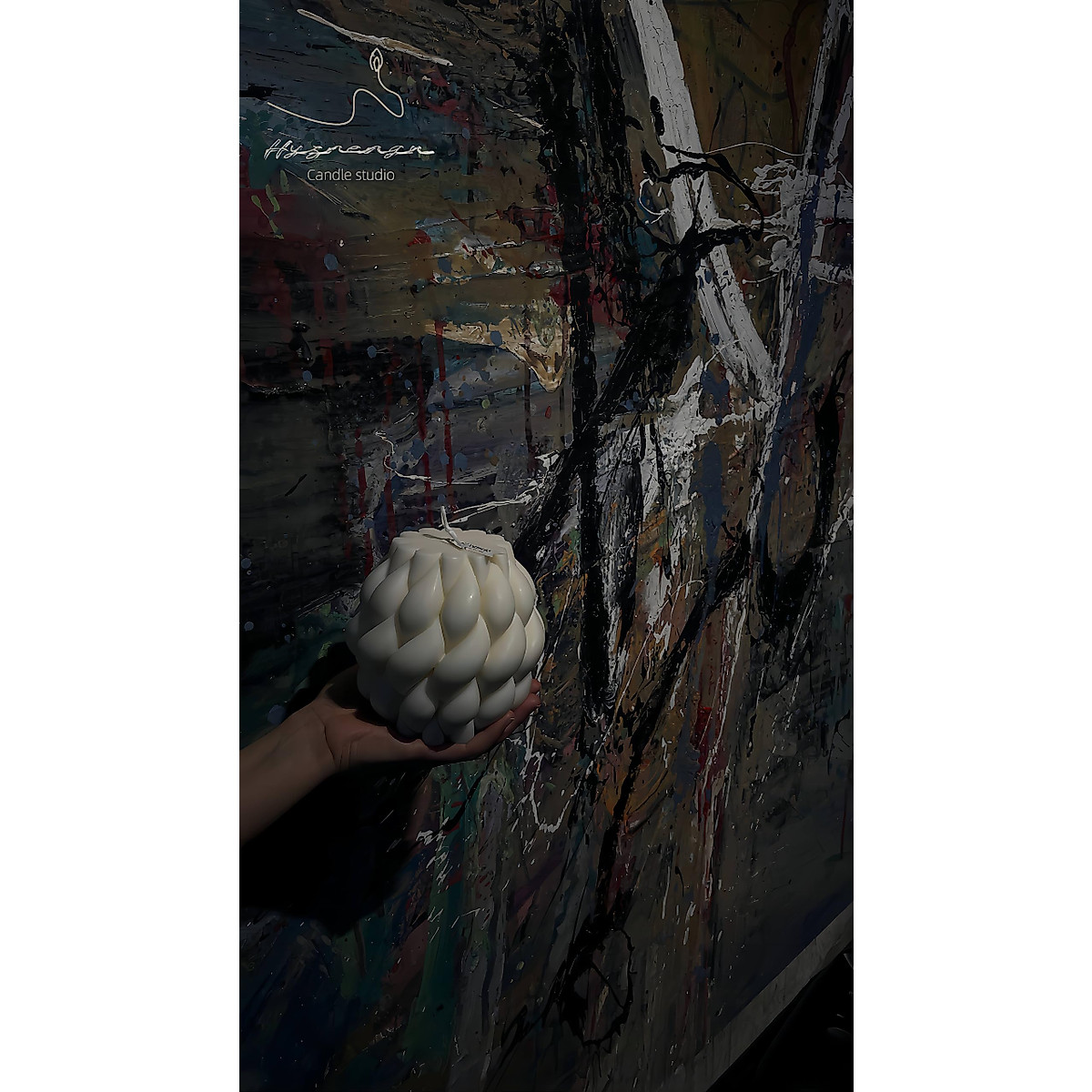 Hyznengu Knot Ball Candle - White Super Large Handmade Pillar Scented Soy Wax Candles，Elegant Aesthetic Candle for Women，Housewarming Presents，Home Room Shelf Coffee Table Decorative Idea Candles