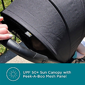 Contours Itsy Baby Stroller, Ultra-Sturdy Compact Stroller for Travel, Lightweight Toddler Travel Stroller, Toddler Stroller with Easy Carry Handle, Large UPF 50+ Sun Canopy, Storage Basket - Black