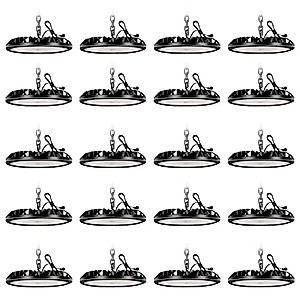 Royana 20 Pack 100W LED High Bay Light, 110V LED Shop Lights, 6000K 10000LM UFO Warehouse Light, with 5ft Cable US Plug, Hook Mount, Garage, Factory, Warehouse, Workshop, Area Light