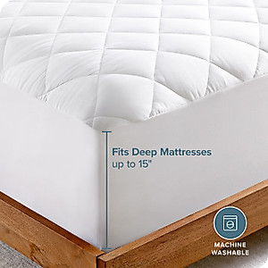 Bare Home Twin XL Mattress Pad (Twin Extra Long) - Soft Mattress Topper for College Dorm Room Essentials - Quilted Mattress Protector - Easy Care, Fitted Mattress Cover - Up to 15 Inches Deep, 39"x80"