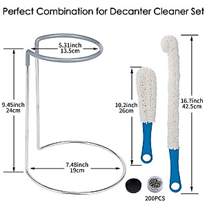 Wine Decanter Drying Stand with Rubber Coated Top to Prevent Scratches, Wine Decanter Drying Rack for Standard Large Wine Decanters, Decanter Cleaner Includes Cleaning Brush & Decanter Cleaning Beads
