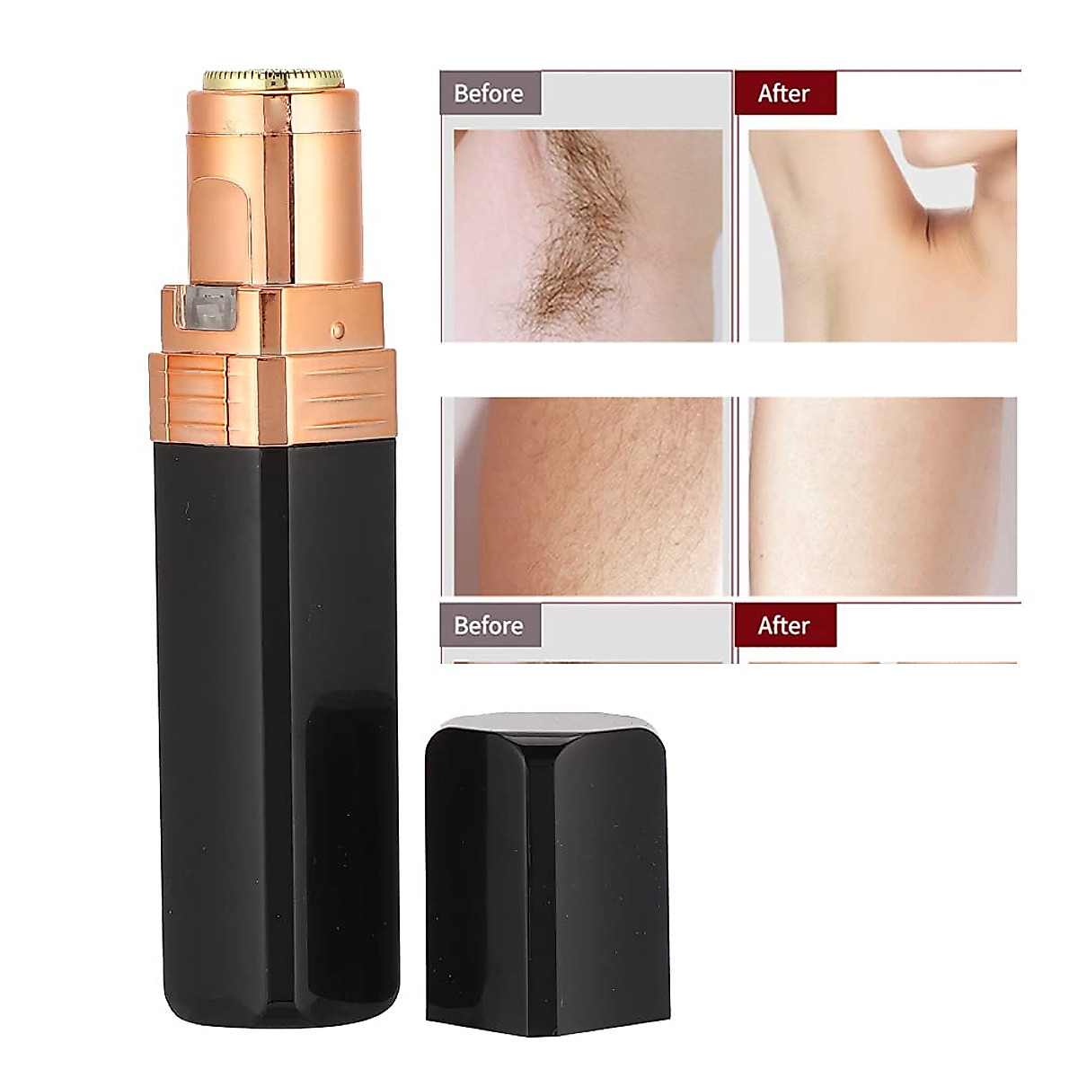 Hair Removal Machine, Compact Cute Lipstick Shape Mini Electric Hair Remover Face Body Hair Removal Machine for Women (Black)