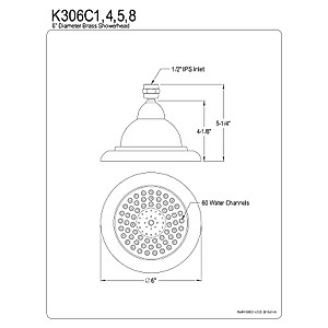 Kingston Brass K306C1 Designer Trimscape Vintage 6" Bell Brass Shower Head, Polished Chrome