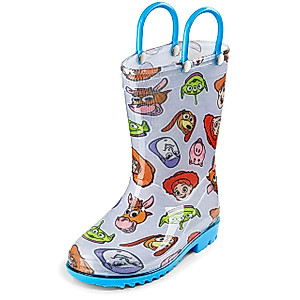 Disney Toy Story Kids PVC Waterproof Rainboots - Woody, Buzz Lightyear, Aliens, Hamm, Rex and Slinky Dog - Size 8 Toddler