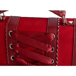 Cutemoria Women's Lolita Handbag Messenger Bag Japanese Cute Bowknot Ribbon Crossbody Bag Purse Vintage PU Leather Shoulder bag (Red)