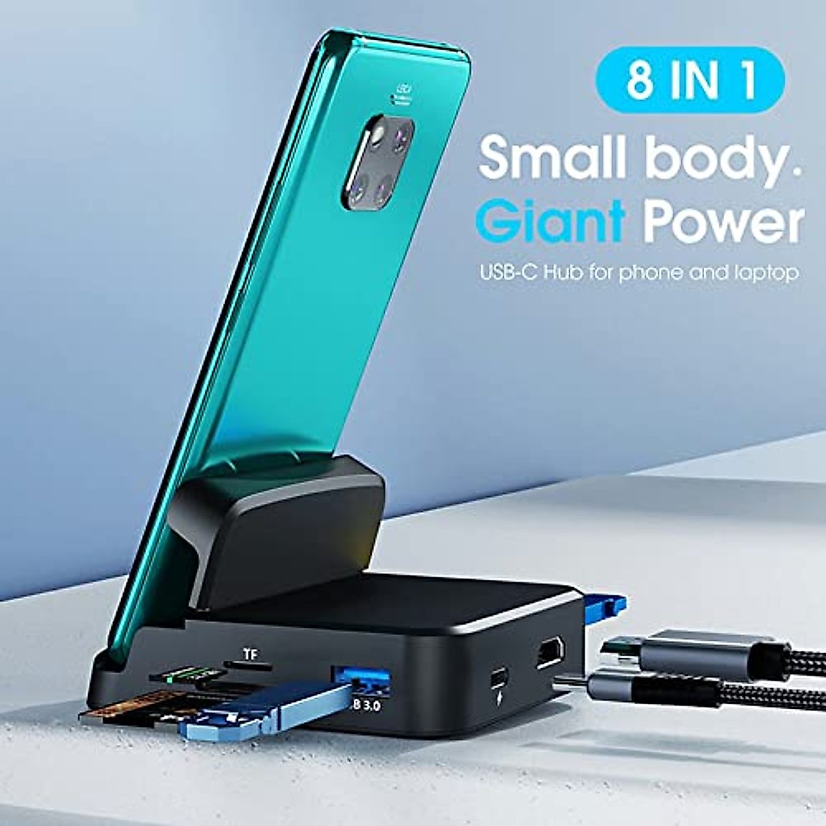 WYTR Type C to HDMI-Compatible Multi-Function Gaming Stand HUB Mini Portable Adapter 8-in-1 Multi-Port Hub