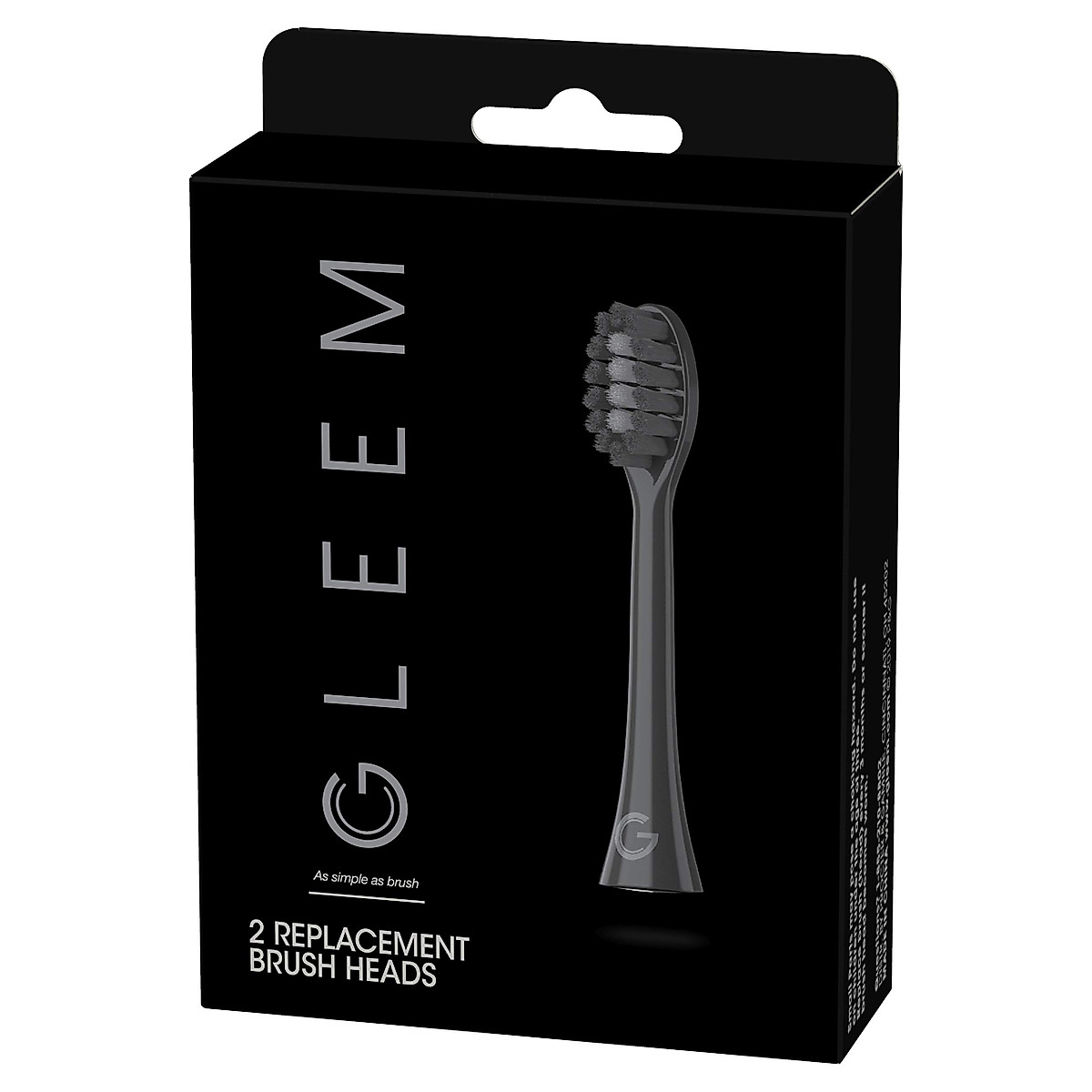GLEEM Toothbrush Replacement Brush Heads Refill, Black, 2 Count