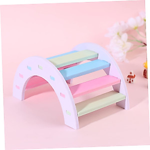 Ipetboom Chinchilla Toys Hamster Wooden Ladder Bridge Rat Chew Toy Guinea Pigs Climbing Toy Small Animals Cage Accessories for Chinchillas Gerbil Mice Ferret Rainbow Color Hamster Toys