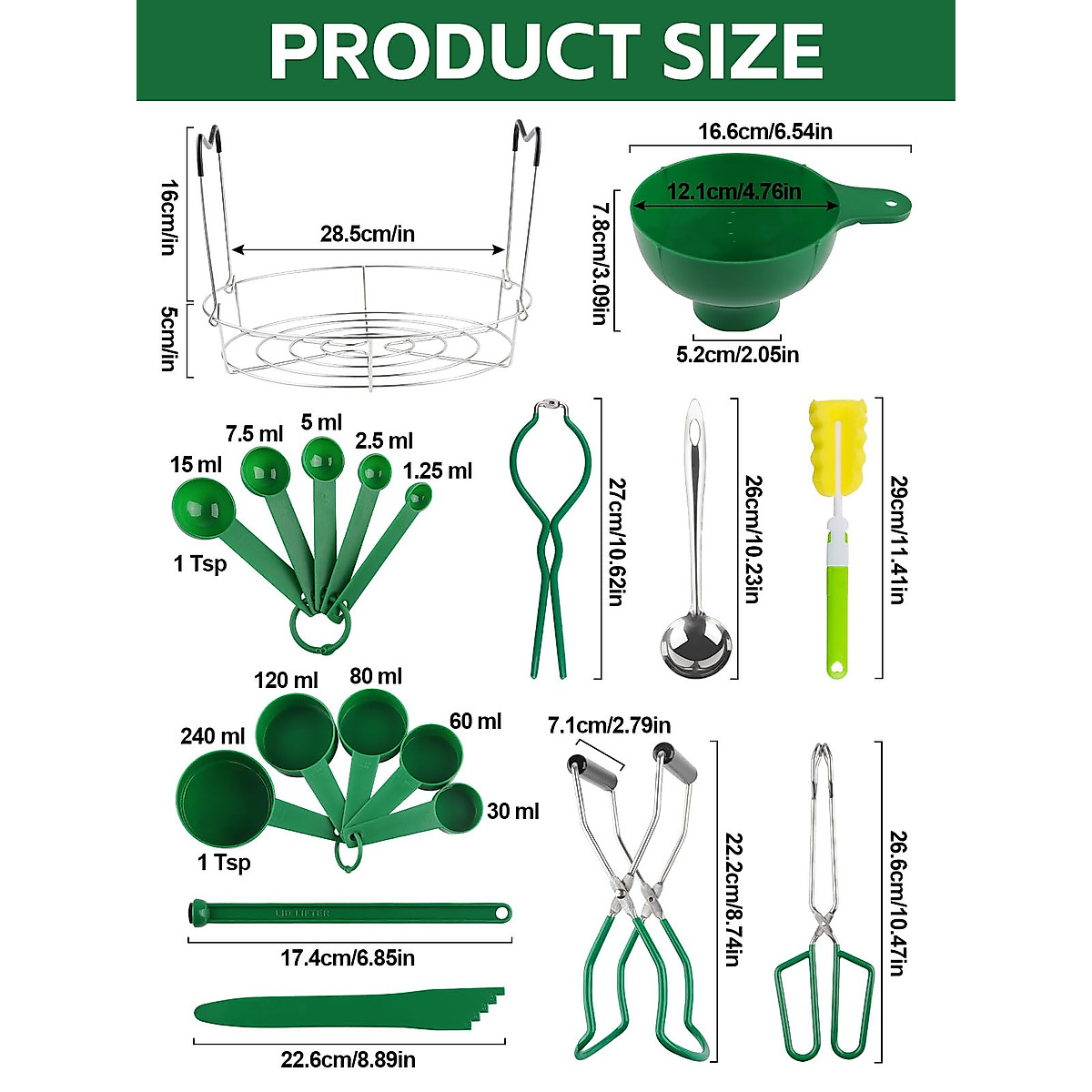 19PCS Canning Supplies Starter Kit, Kalolary Kitchen Canning Tools Canning Essentials Kit Home Canning Equipment Kit with Canning Rack Canning Tong Funnel Jar Lifter for Canned Fruit Vegetables Pickle