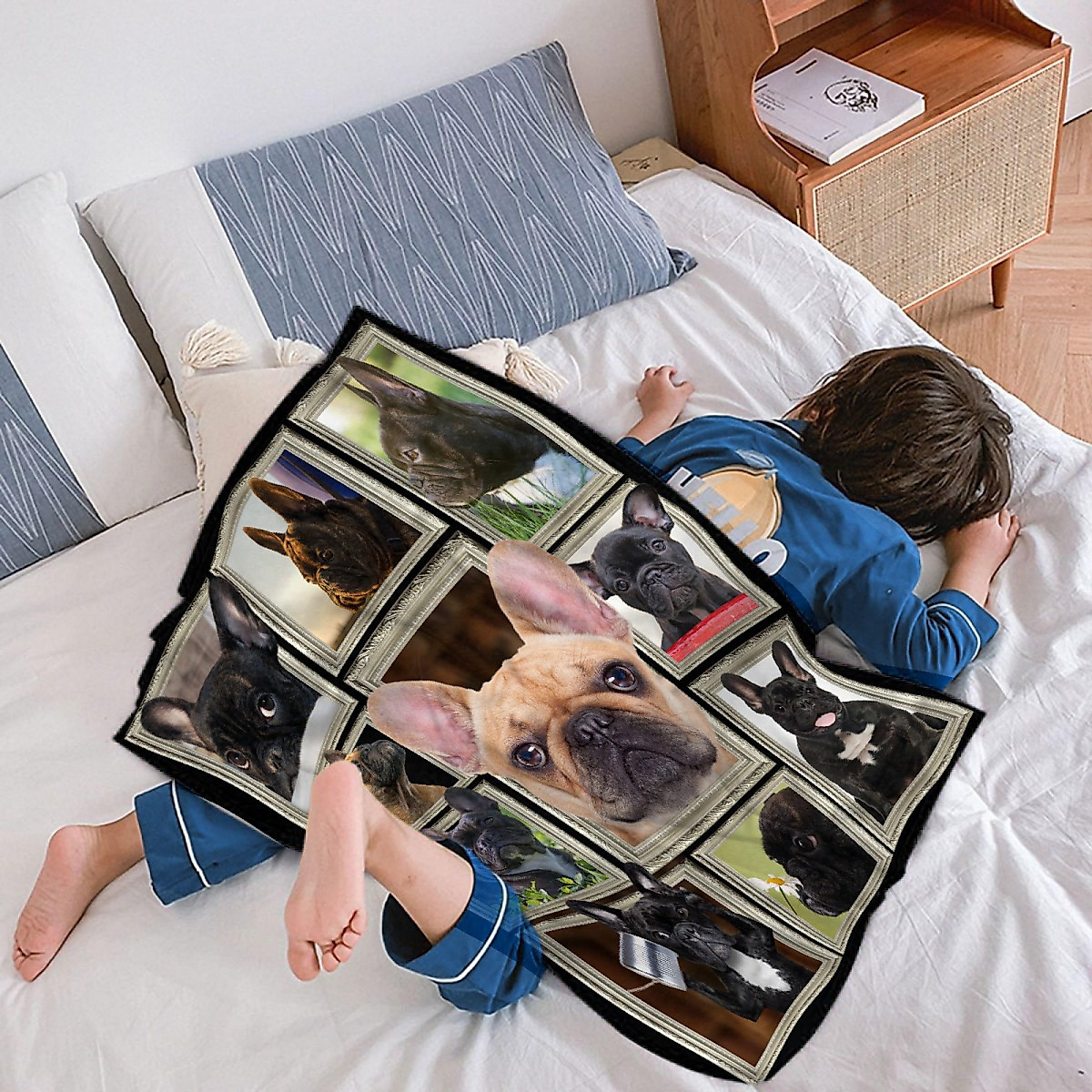 Dog Blanket French Bulldog Throw Blankets Throws Gift for Boy Girl Kid Lover Soft Cozy Warm Plush Fuzzy Lightweight Fleece Flannel Novelty Quilt for Couch Travel 50 x 40 Inch for Kids