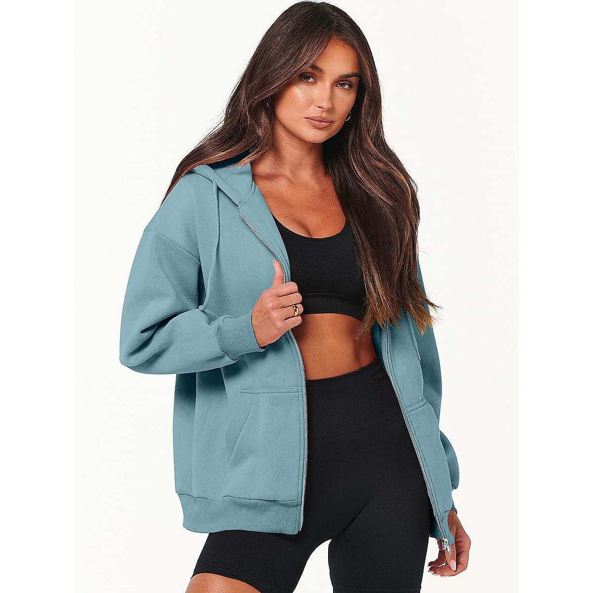 ANRABESS Womens Zip Up Hoodies Long Sleeve Oversized Sweatshirts Fleece Y2K Jacket Pockets 2025 Fall Outfits Fashion Clothes Lake Large