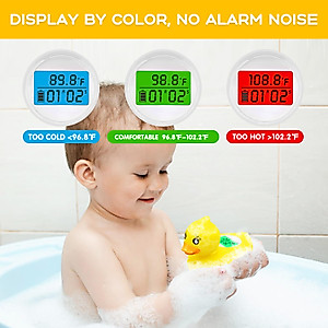 Baby Bath Tub Water Thermometer - (Upgraded Version) Digital Water Temperature Thermometer & Room Thermometer, Duck Floating Toy for Infant Toddler Bathtub Pool with Temperature Warning
