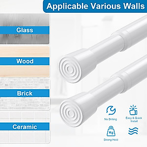 Spring Tension Curtain Rod White Adjustable 26-39 Inches for Curtains, Kitchen, Wardrobe, Windows, Cupboard, Home Closet, DIY Projects, Small Short Expandable Pressure Loaded