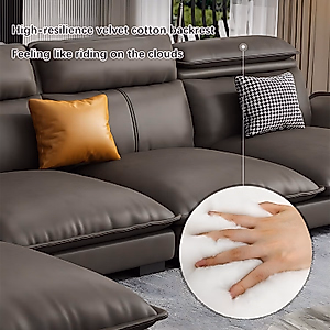 ZGNBSD Modern Leather Sectional Sofa - Ergonomic L-Shaped Couch with Feather-Filled Backrest, Luxurious Cat Claw Leather, and Durable Wood Frame - Comfortable Living Room Sofa (131 in)