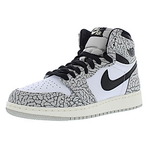 Nike Big Kid's Jordan 1 Retro High OG White Cement Grey/Blk/Wht (FD1437 052) - 4, Tech Grey/Muslin Black/White