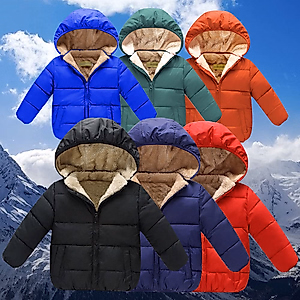 Baby Girls Boys' Winter Fleece Jackets with Hooded Toddler Cotton Dress Warm Lined Coat Outer Clothing (Black, 1-2T)