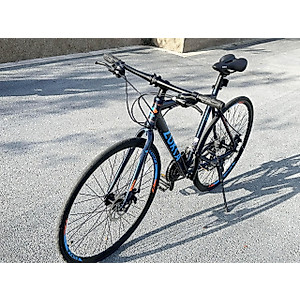 L-TWOO Road Bike 700C Wheels 3 x 8/24 Speed Dual Disc Brake Road Bike Straight Handlebar Smooth Shifting Hybrid Bike Commuter Bike for Women Men Junior Senior, White