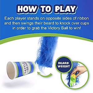 Squirrel Products Battle of The Beards Funny Party Game, White Elephant Minute to Win It Game for Kids & Adults, Family Game Night Activity for Ages 6+