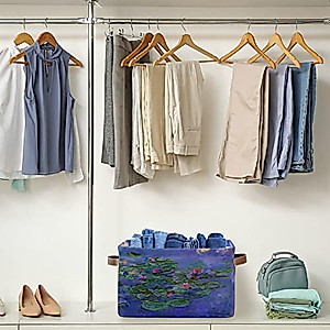 Storage Basket Bins Claude Monet Water Lilies Collapsible Storage Organizer for Shelf Closet Bedroom