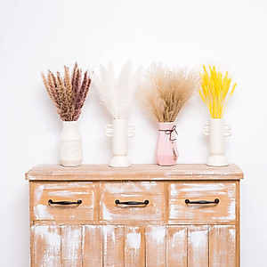 Pampas Grass 100Pcs Dried Pampas Grass Decor Fluffy Pompous Grass Mini Dried Flower Bouquet for Boho Home Decor