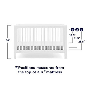 GAP babyGap Charlie 6-in-1 Convertible Crib - Greenguard Gold Certified, Bianca White