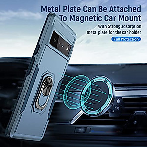 Fucozan for Google Pixel 6 Pro Case with Kickstand Armor Magnetic Ring Rugged Protective Military Grade Shockproof Case for Pixel 6 Pro Phone Case (Navy)