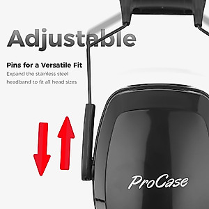 ProCase Noise Reduction Safety Ear Muffs, NRR 35dB Noise Cancelling Ear Protection Headphones, Hearing Protection Ear Defenders for Shooting Gun Range Mowing -Black