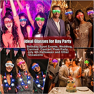 30 Pack LED Glasses Light Up Patriotic Party Glasses Glow in The Dark Party Supplies Rave Shutter Shades Glow Sticks Glasses Sunglasses Neon Party Favors Kids/Adult 4th of July Memorial Day Decoration