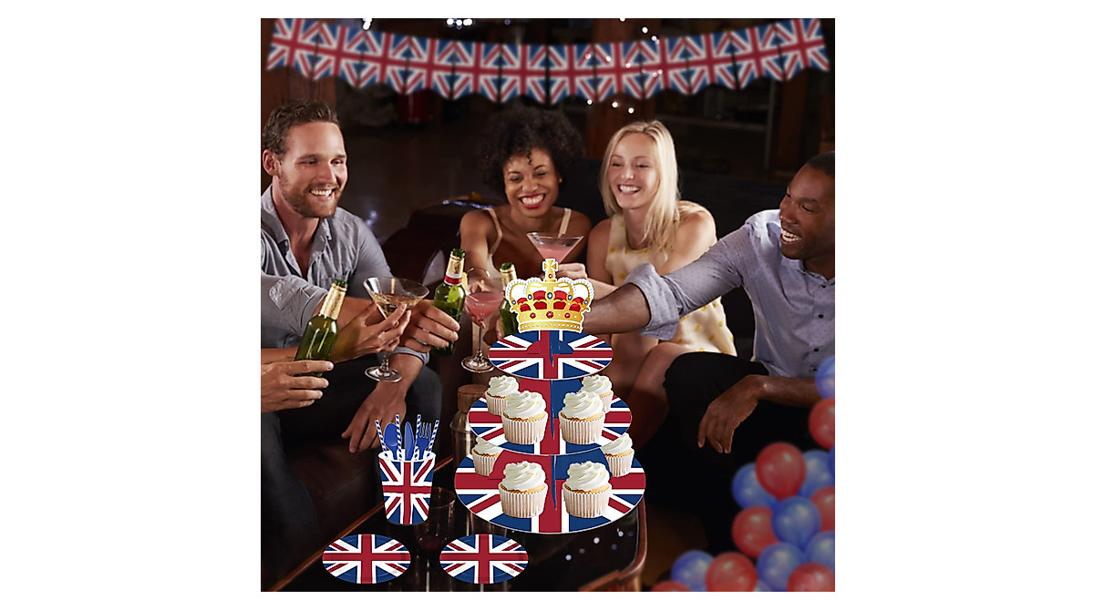 British Flag 3-Tier Cupcake Stand for Party Decor