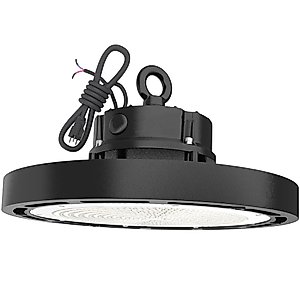 LEDMyplace UFO LED High Bay Light 150W, 5700K, 21000LM, 0-10V Dimmable, 120-277V Plug and Play Hanging Hook Led Lights DLC UL Listed Commercial High Bay Shop Lighting for Warehouse Factory Garage Gym