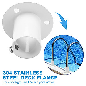 Pool ladder brackets Stainless Steel Deck Flanges, for above Ground Pool Ladder 1.5" also for Handrails Closet Rod Flange (2 pcs)