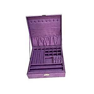 Sodynee® Purple Two-Layer Lint Jewelry Box Organizer Display Storage Case with Lock