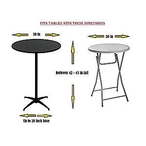 White Spandex Cocktail Table Cover - Fitted High Top Round Table Cloth - Round Tablecloth Covers for Bar Table Pub Table Round Kitchen Table High Top Table Bistro Table - Tables and Cocktails (2-Pack)