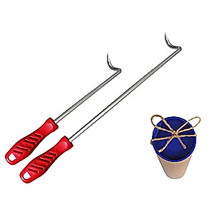 Food Flipper & Turners - Pigtail Flipper - 16 and 12 Inches BBQ Meat Turners - Long & Short 304 Stainless Steel Hook - Meat, Fish, Vegetable Cooking Set - BBQ Accessories - Barbecue Tongs - BBQ Fork