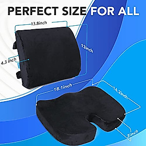 Qutool Orthopedic Seat Cushion and Lumbar Support Pillow for Office Chair Memory Foam Car Seat Cushion with Washable Cover Ergonomic Desk Chair Cushion for Tailbone, Lower Back Pain, Sciatica Relief