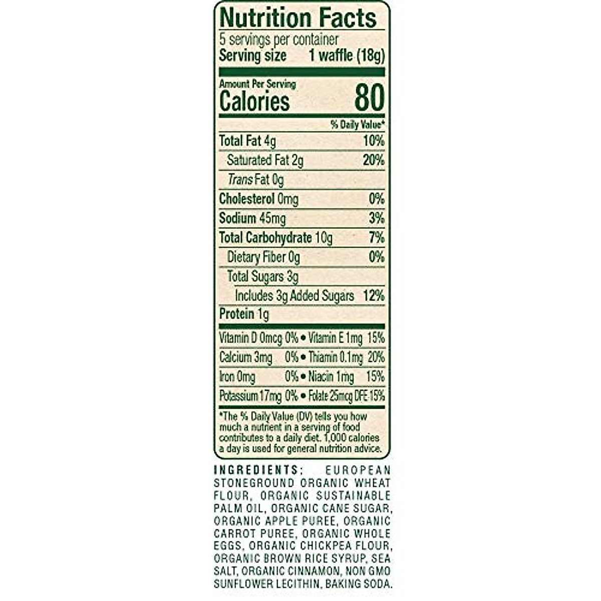 Sprout Organic Baby Food, Stage 4 Toddler Snacks, Apple Carrot Cinnamon Wafflez, Single Serve Waffles 5 Count(Pack of 1)