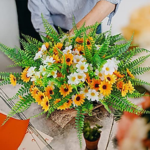 12 Bundles Artificial Fake Flowers for Outdoor Decoration,UV Resistant Faux Plastic Fabric Greenery Shrubs Plants for Hanging Planters Outside Porch Vase Home Window Decoration