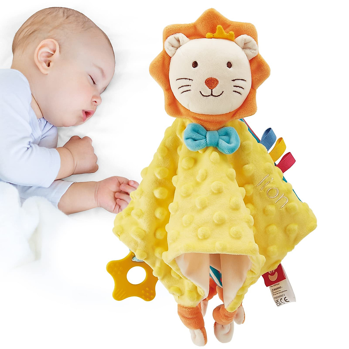 hahaland Baby Stuff Loveys for Babies Lion Security Blanket with Baby Teething Toys 0-3-6-12 Months Baby Gifts for Newborn Baby Boys Girls Infant Toys