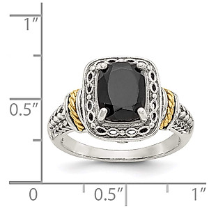 Shey Couture Sterling Silver with 14K Accent Antiqued Black Onyx Ring QQTC1130-7