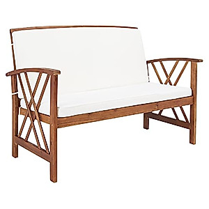 SAFAVIEH Outdoor Collection Fontana Natural/ Beige 4-Piece Conversation Patio Set with Cushions